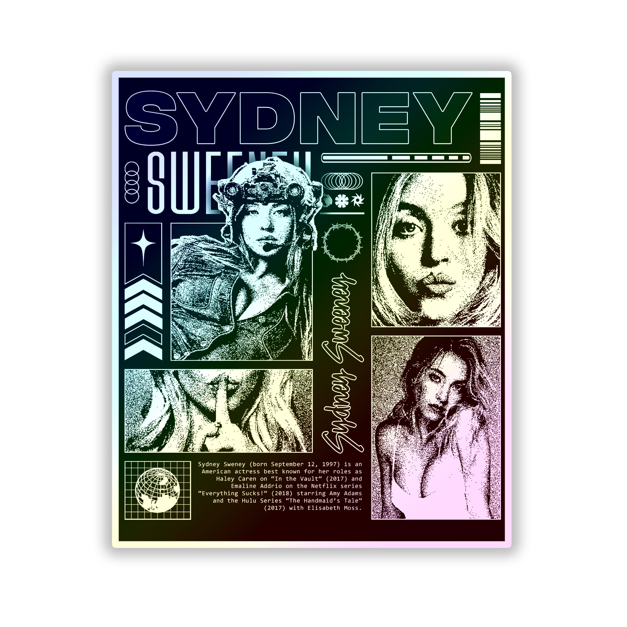 Sydney Sweeney Holographic Die-Cut Stickers – Tango Foxtrot Official